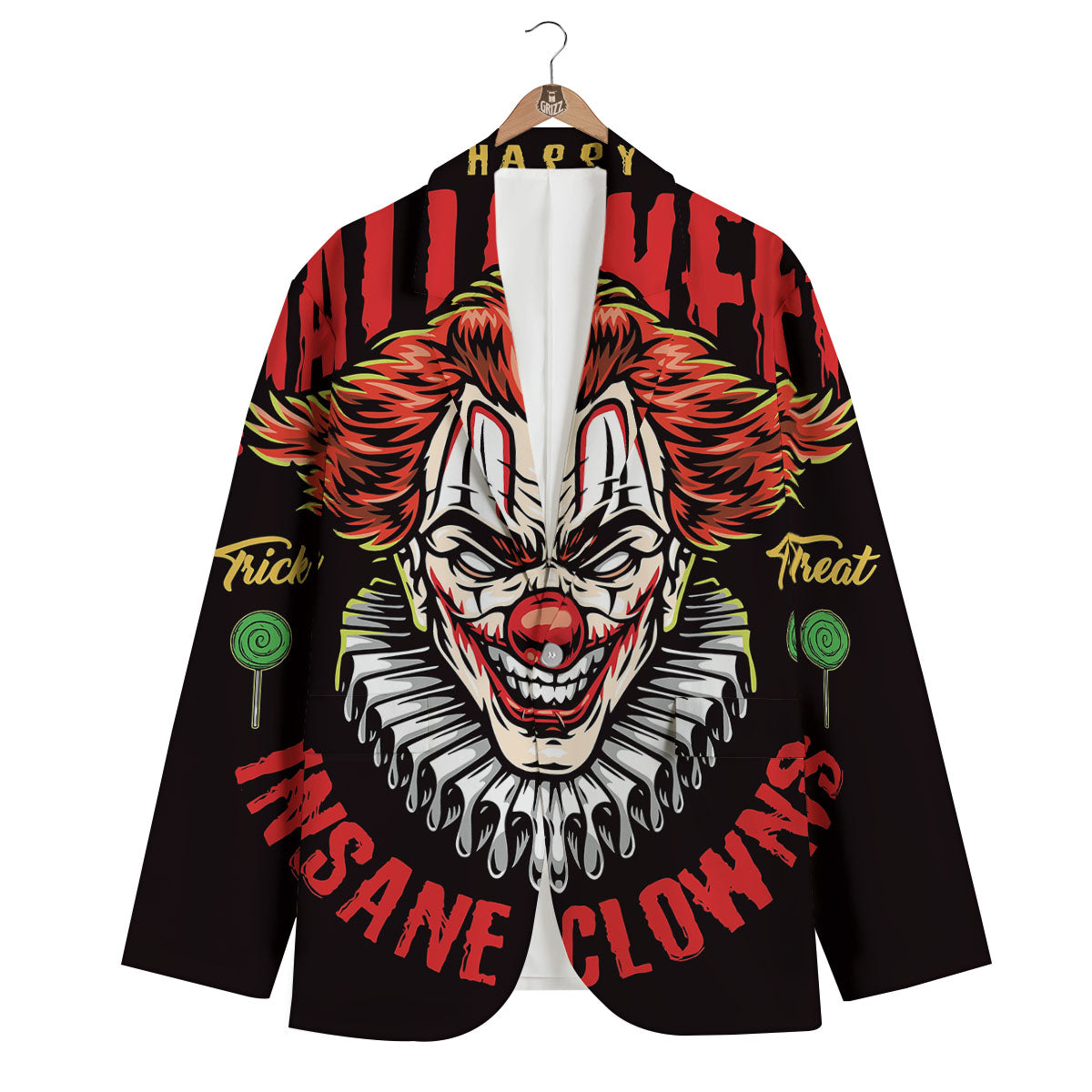 Clown Halloween Print Men's Blazer