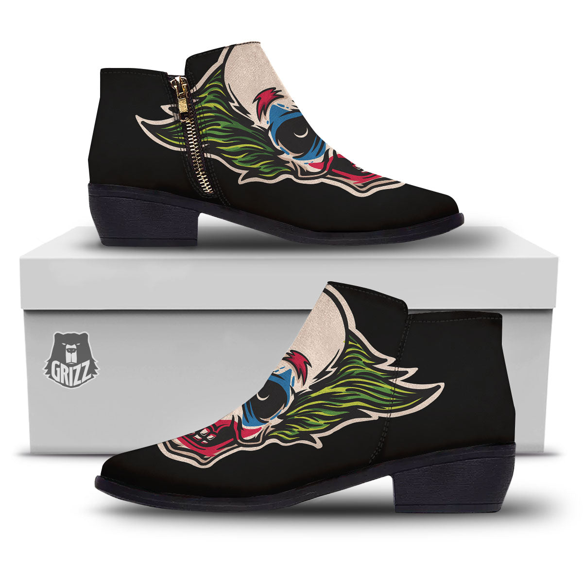 Clown Scary Cartoon Print Ankle Boots