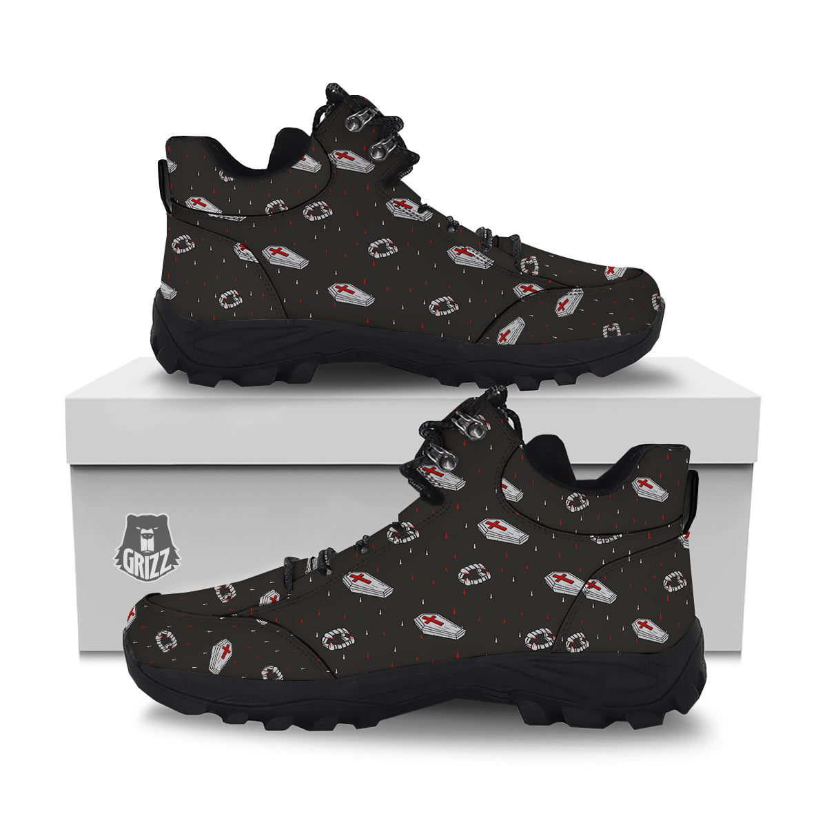 Coffin Vampire Print Pattern Hiking Shoes