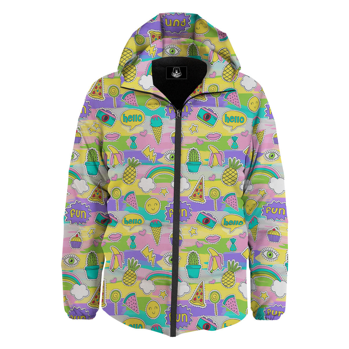 Colorful And Cute Stickers Print Pattern Down Jacket