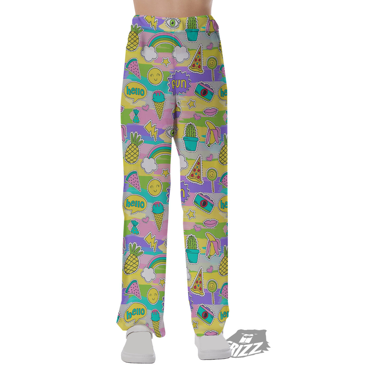 Colorful And Cute Stickers Print Pattern Pajama Pants