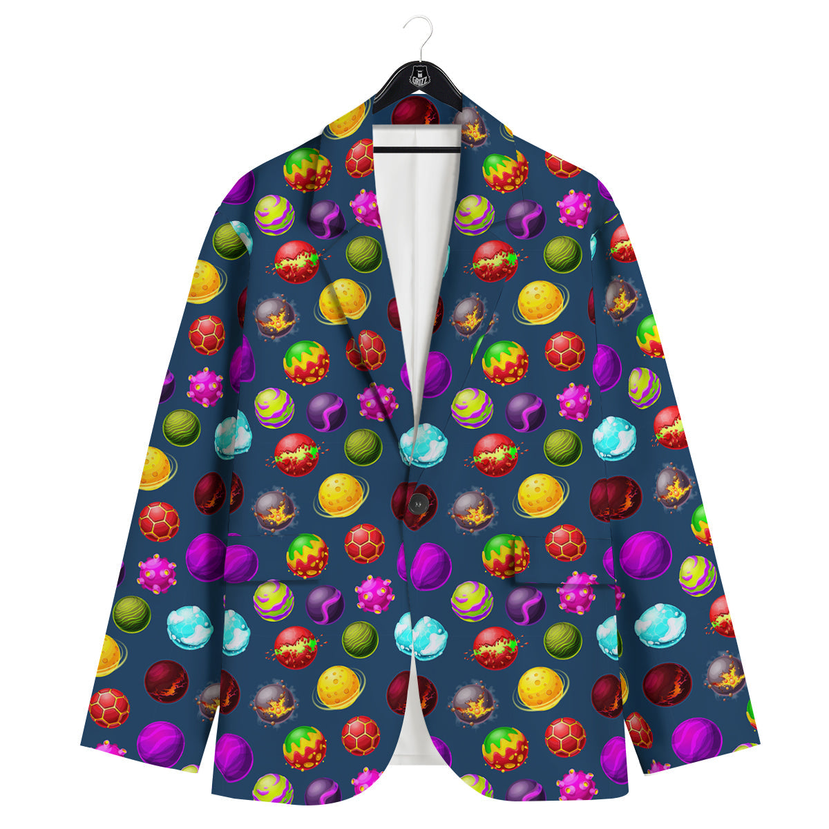 Colorful Galaxy Planets And Space Stars Print Pattern Men's Sport Coat