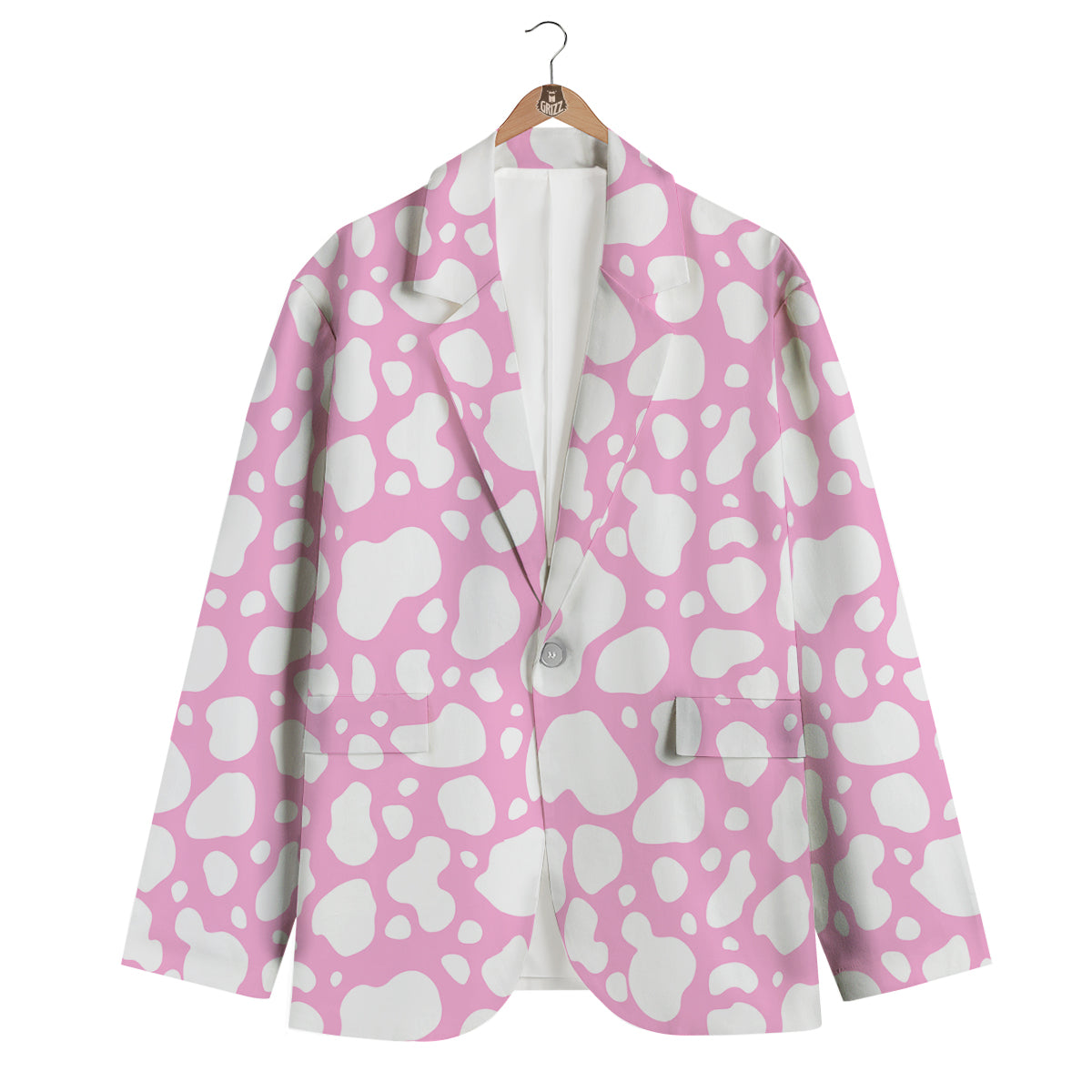 Cow Pink And White Print Pattern Men's Blazer