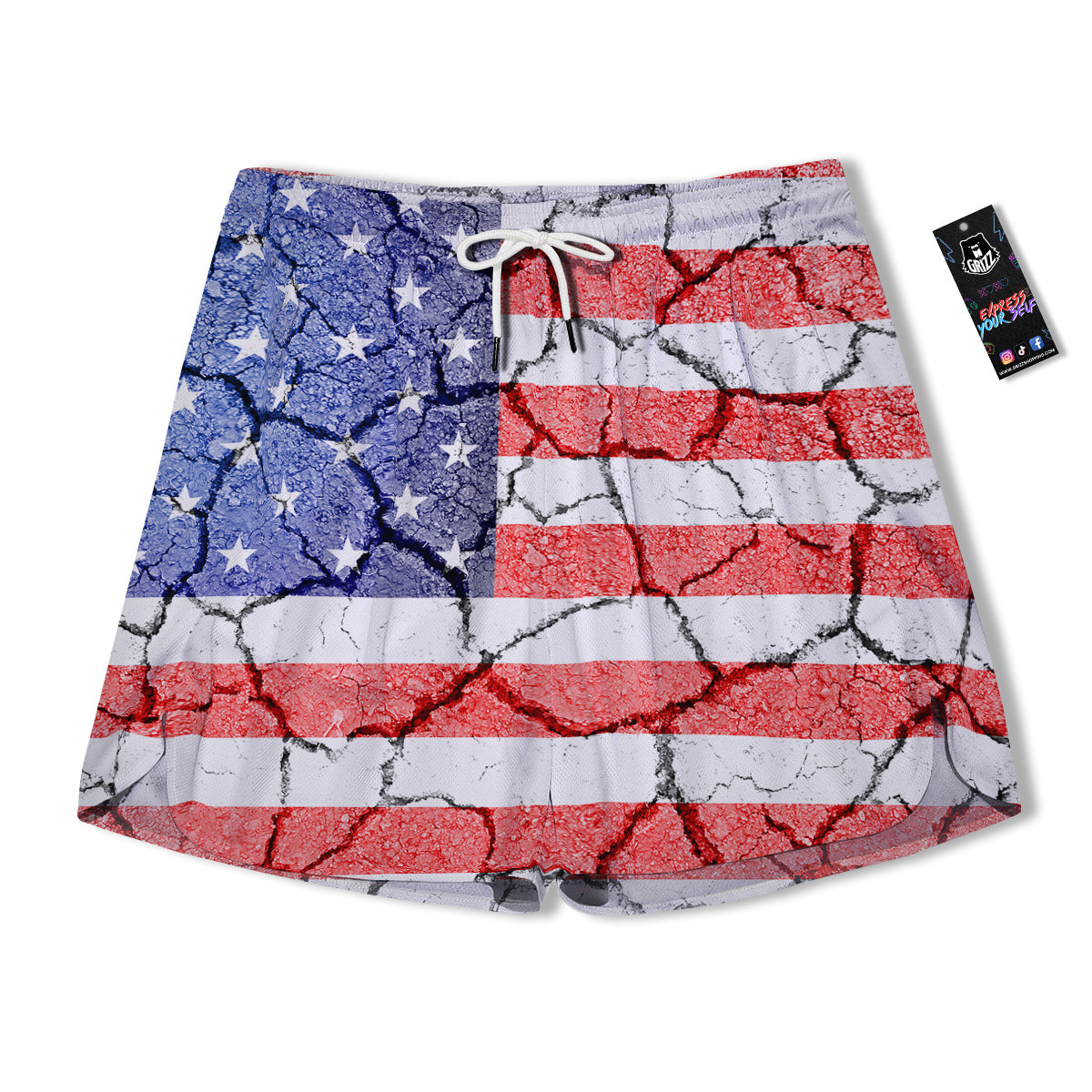 Cracked Flag American Print Men's Running Shorts