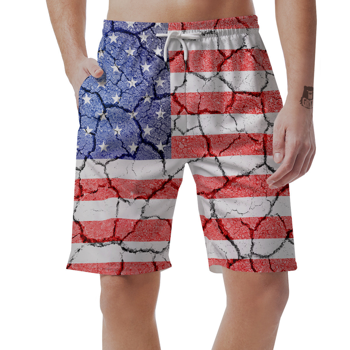 Cracked Flag American Print Men's Shorts