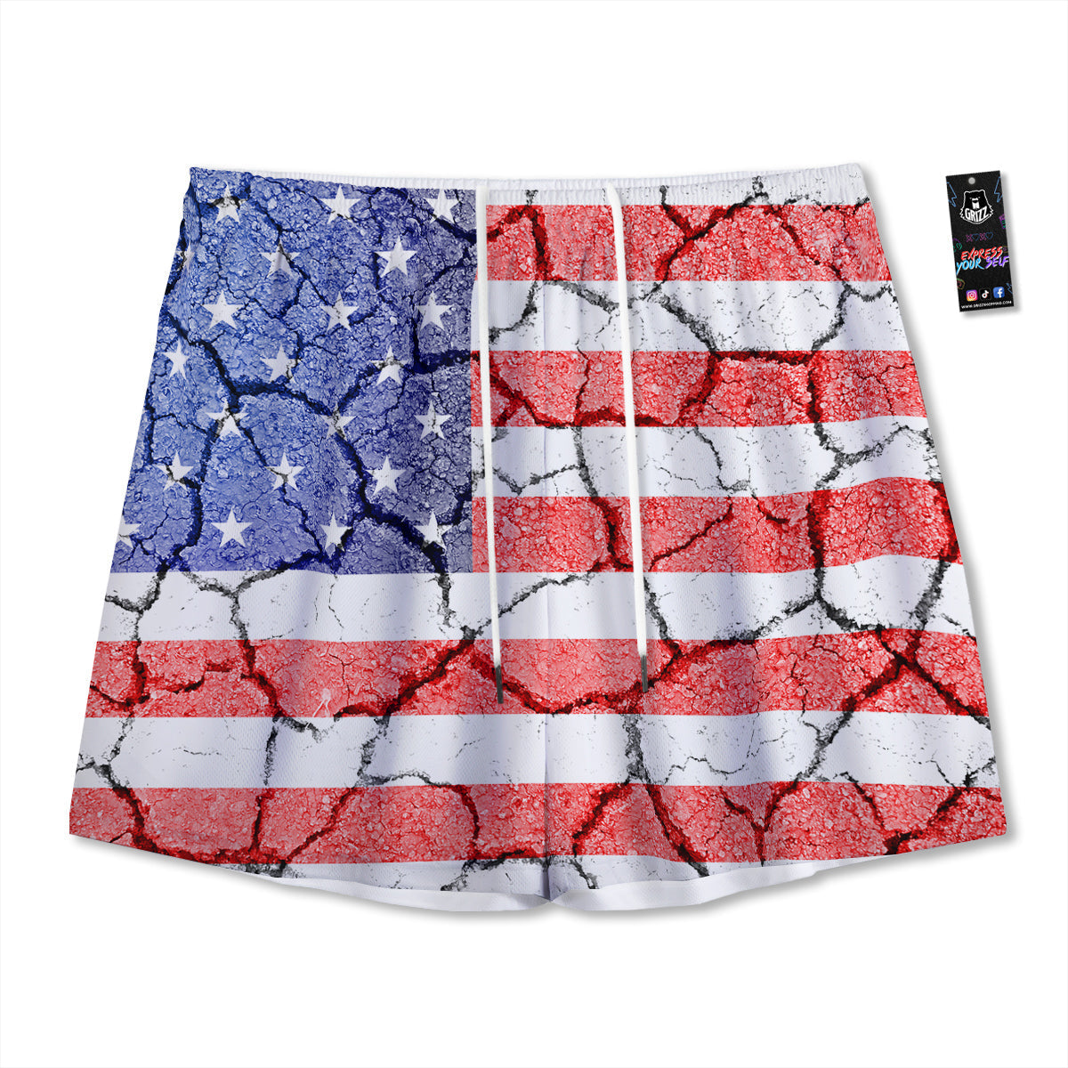 Cracked Flag American Print Mesh Shorts