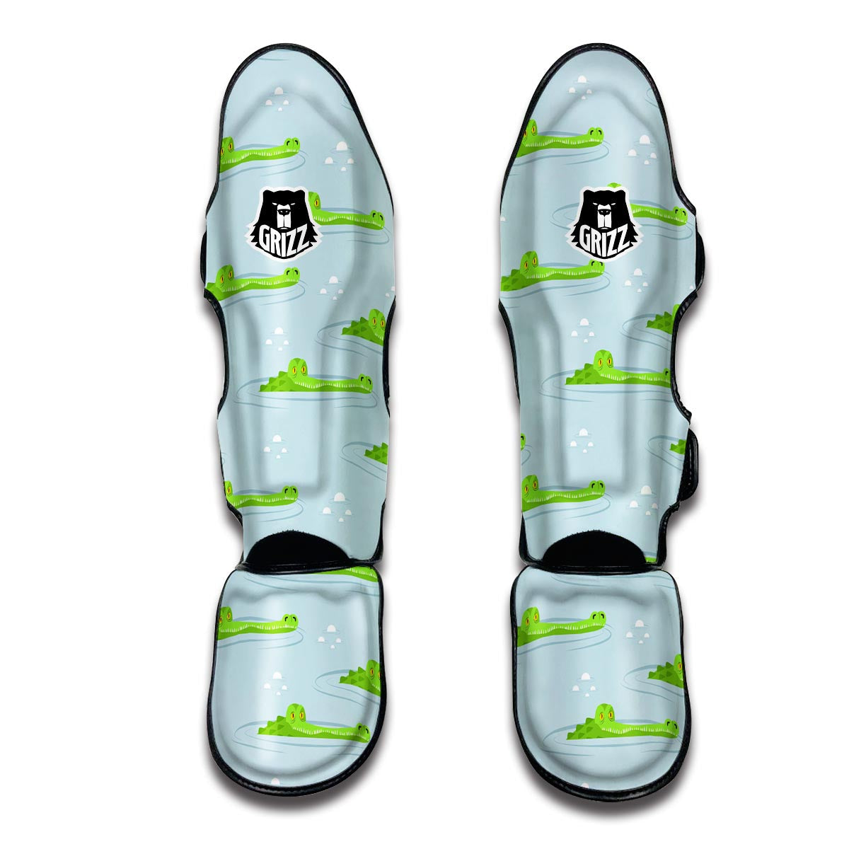 Crocodile Cartoon Print Pattern Muay Thai Shin Guards