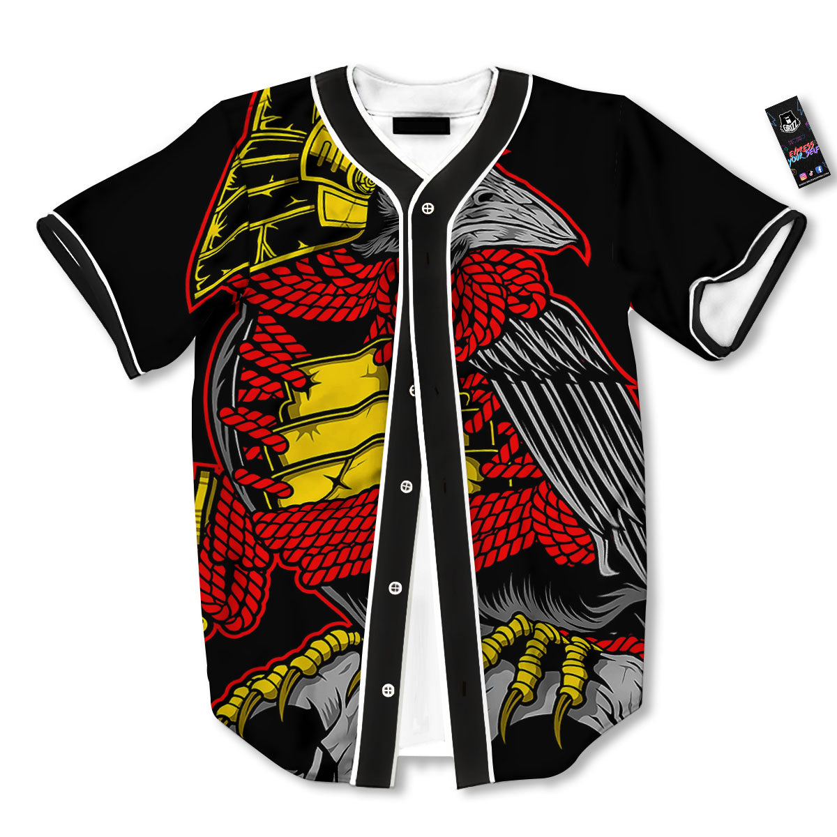 Crow And Samurai Print Baseball Jersey