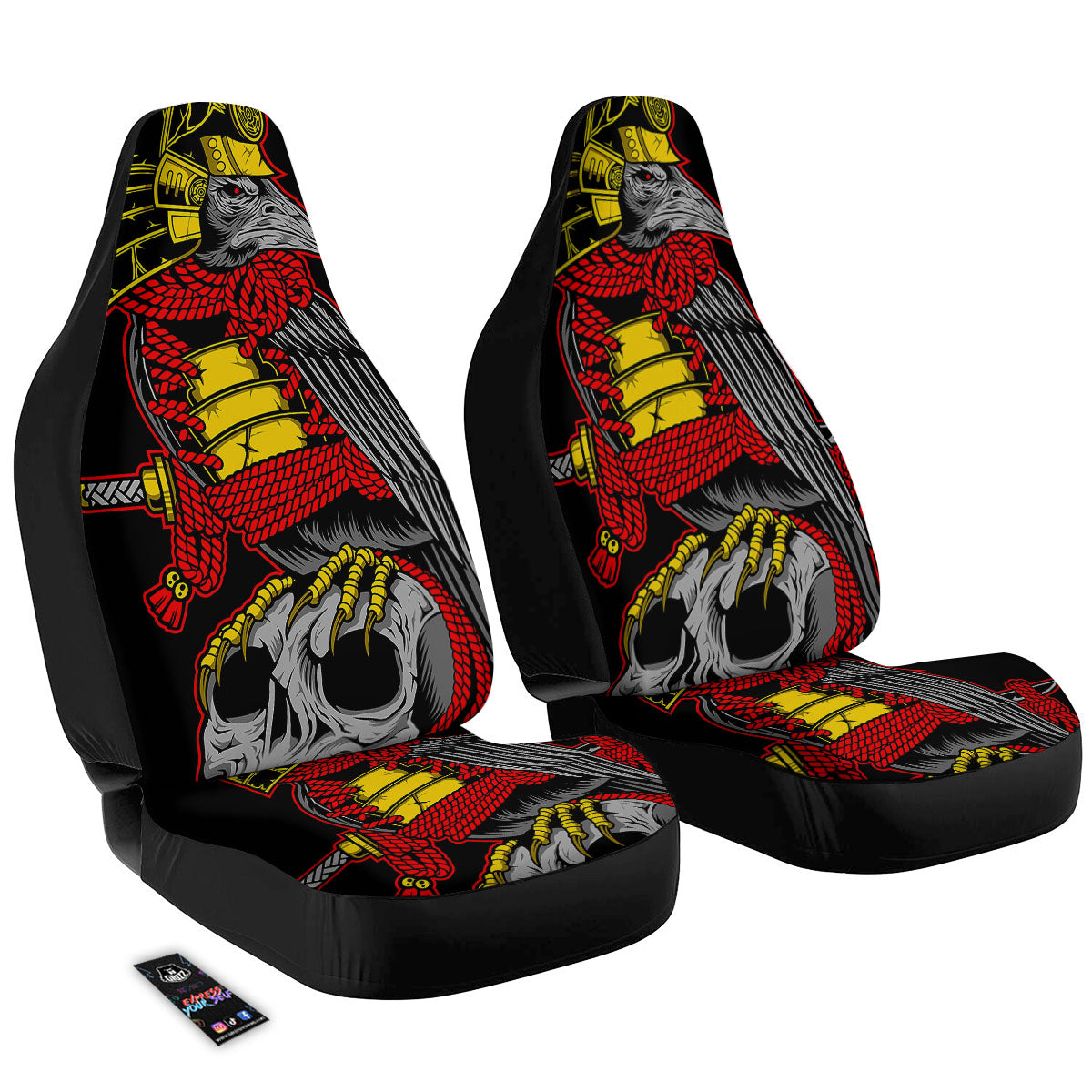 Crow And Samurai Print Car Seat Covers