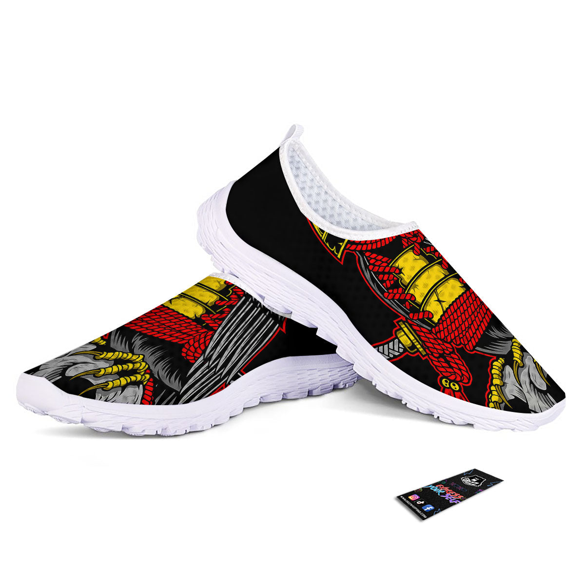 Crow And Samurai Print Nurse Shoes
