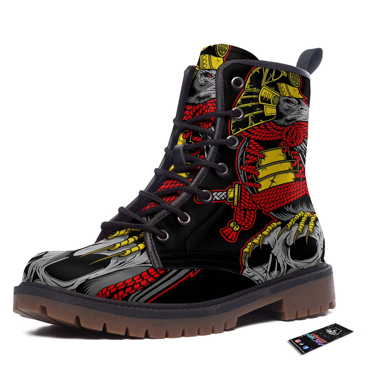Crow And Samurai Print Work Boots