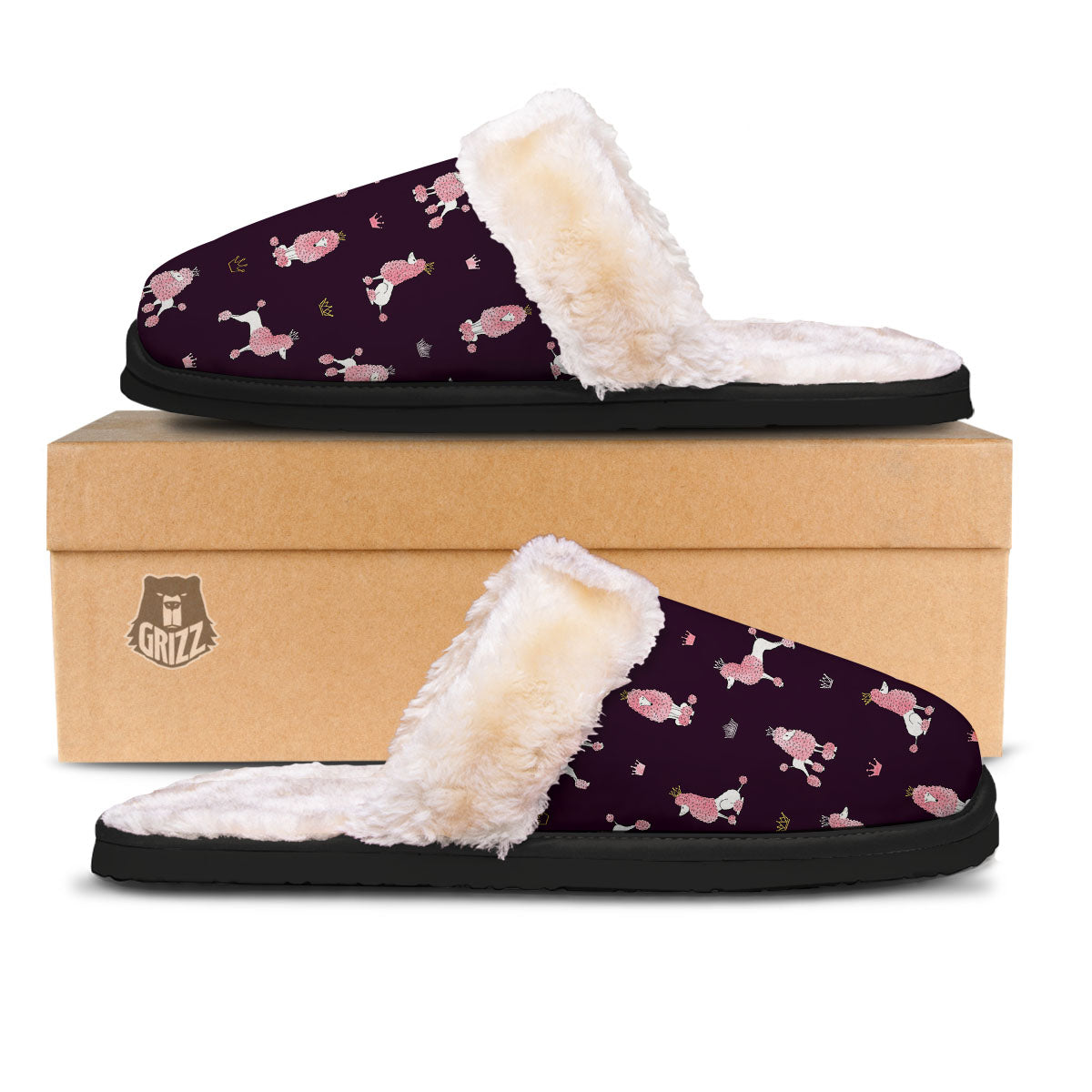 Crown And Poodle Print Pattern Slippers