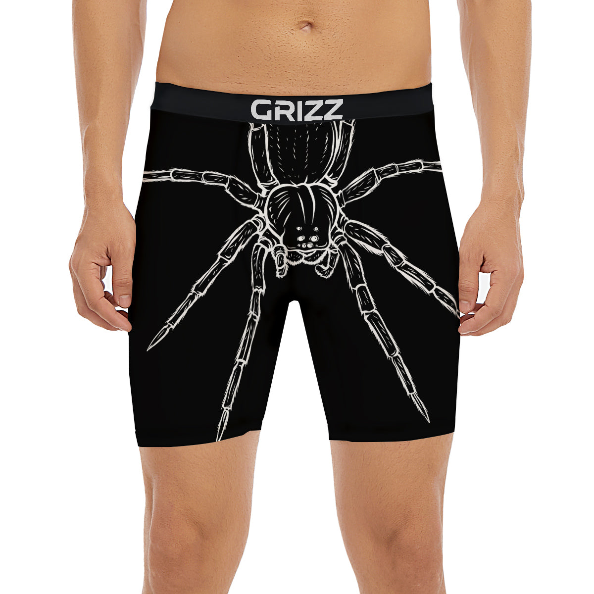 Cute Black White Spider Cartoon Print Boxer Briefs