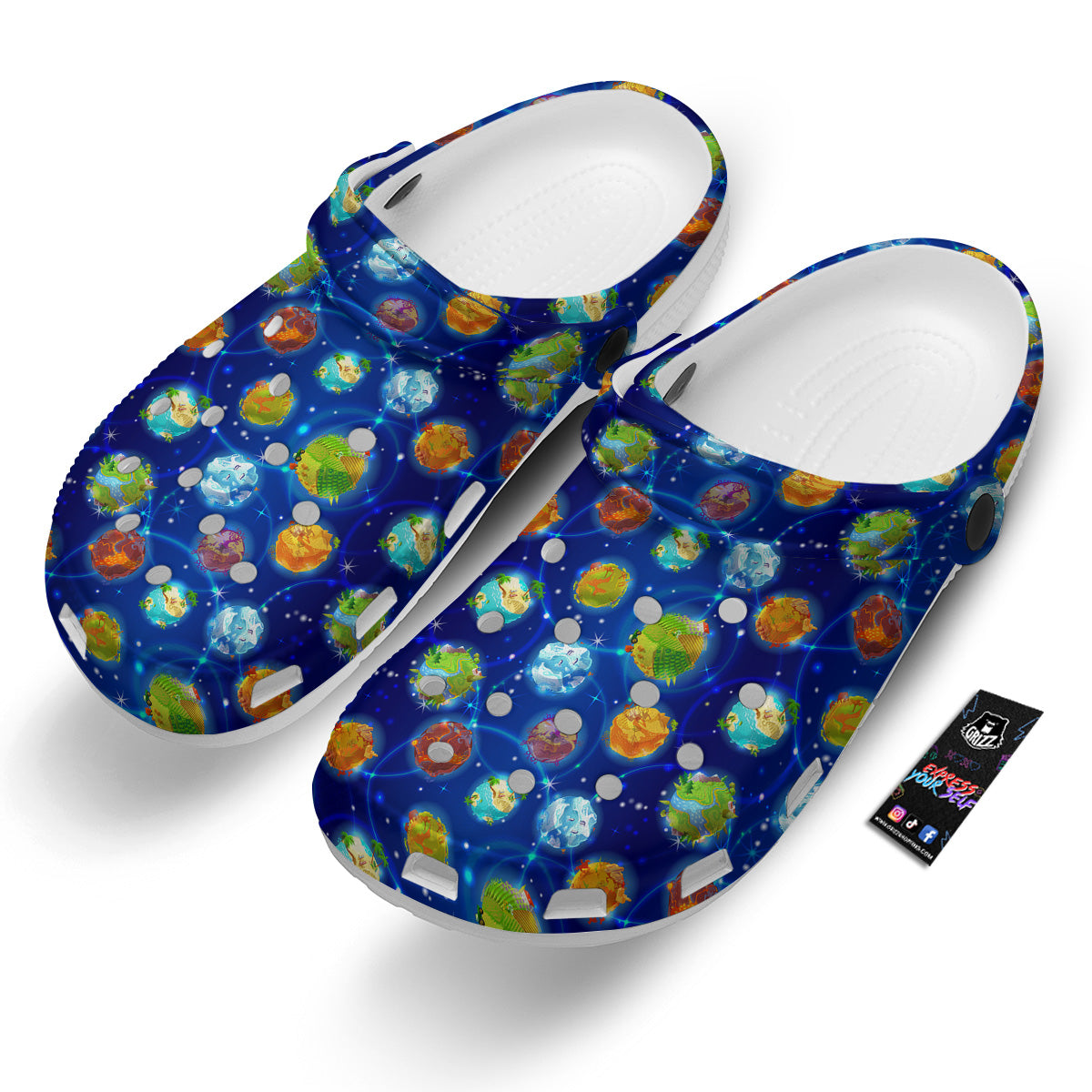 Cute Cartoon Planets Print Pattern Clog