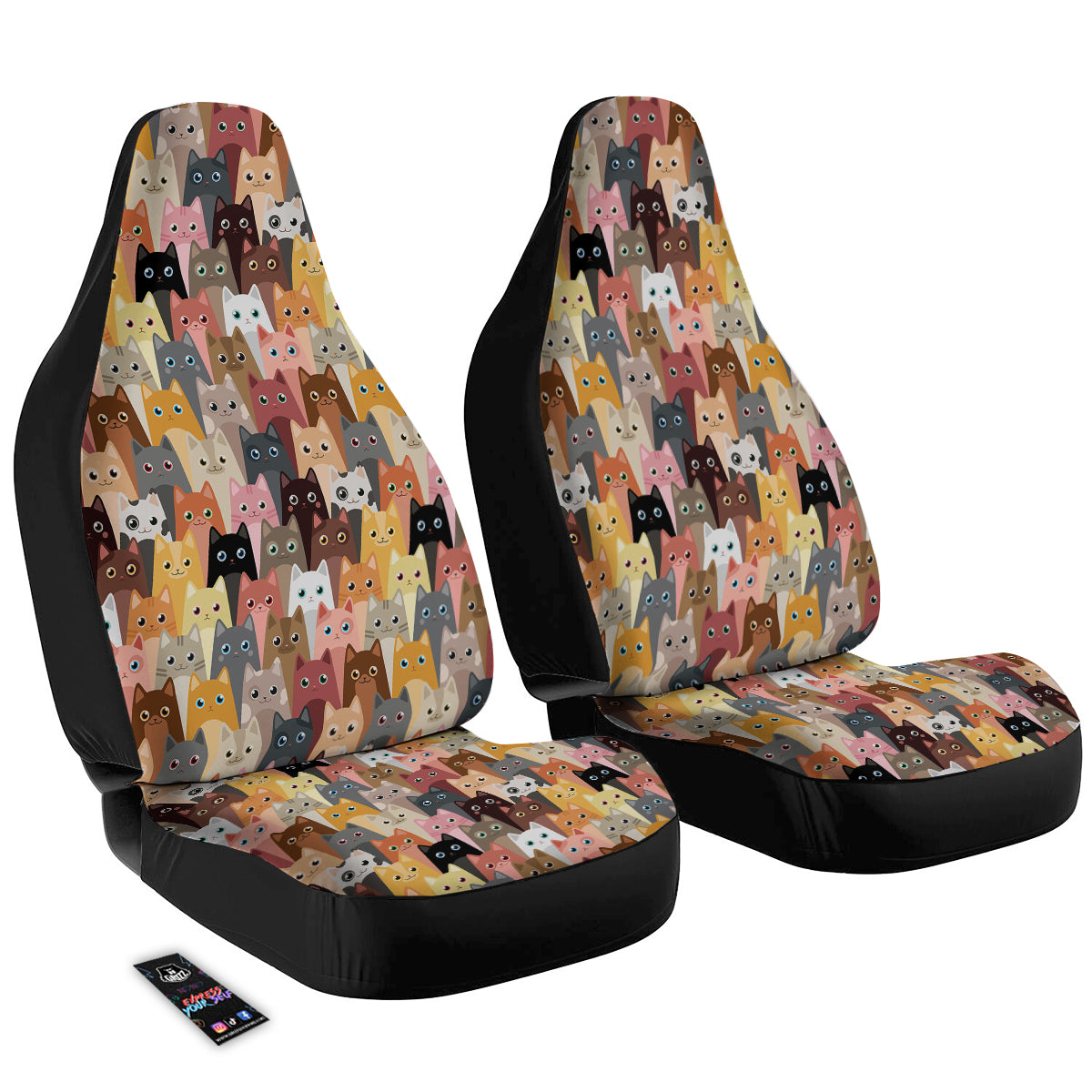 Cute Cats Cartoon Colorful Print Pattern Car Seat Covers