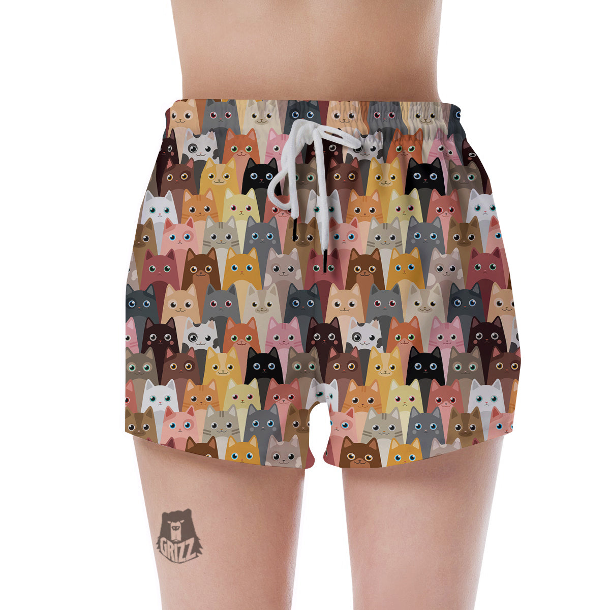 Cute Cats Cartoon Colorful Print Pattern Women's Shorts