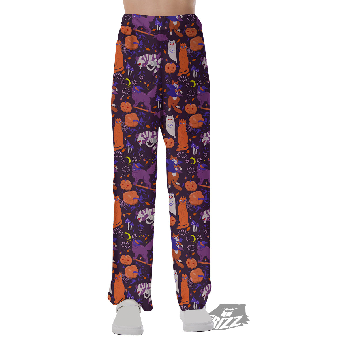 Cute Cats Halloween Print Pattern Pajama Pants