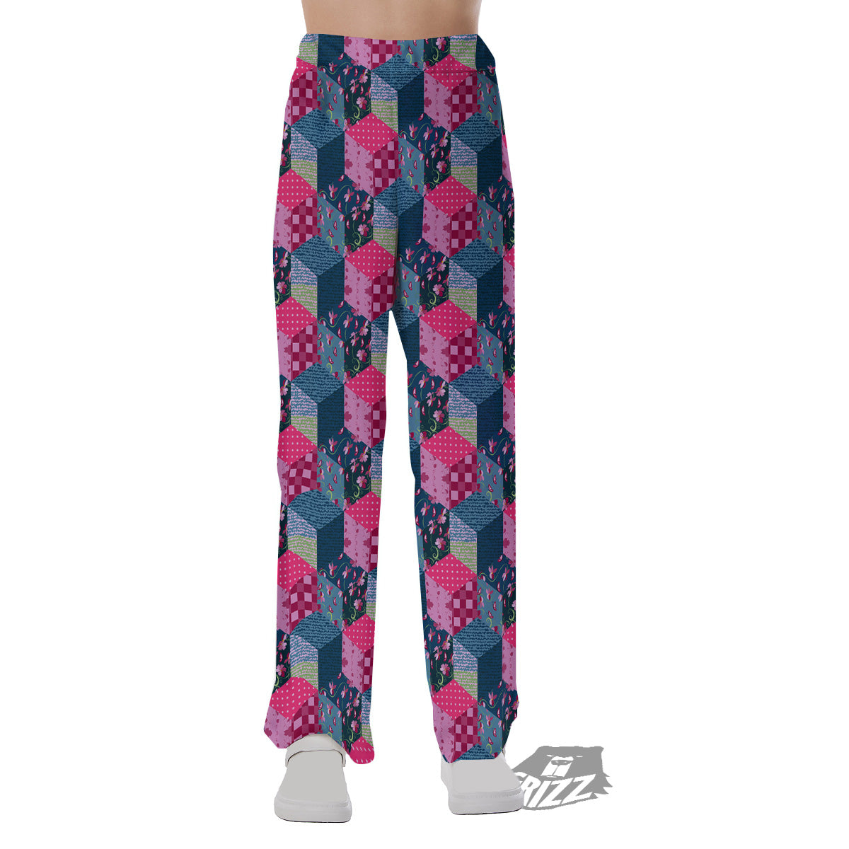 Cute Floral Patchwork Print Pattern Pajama Pants