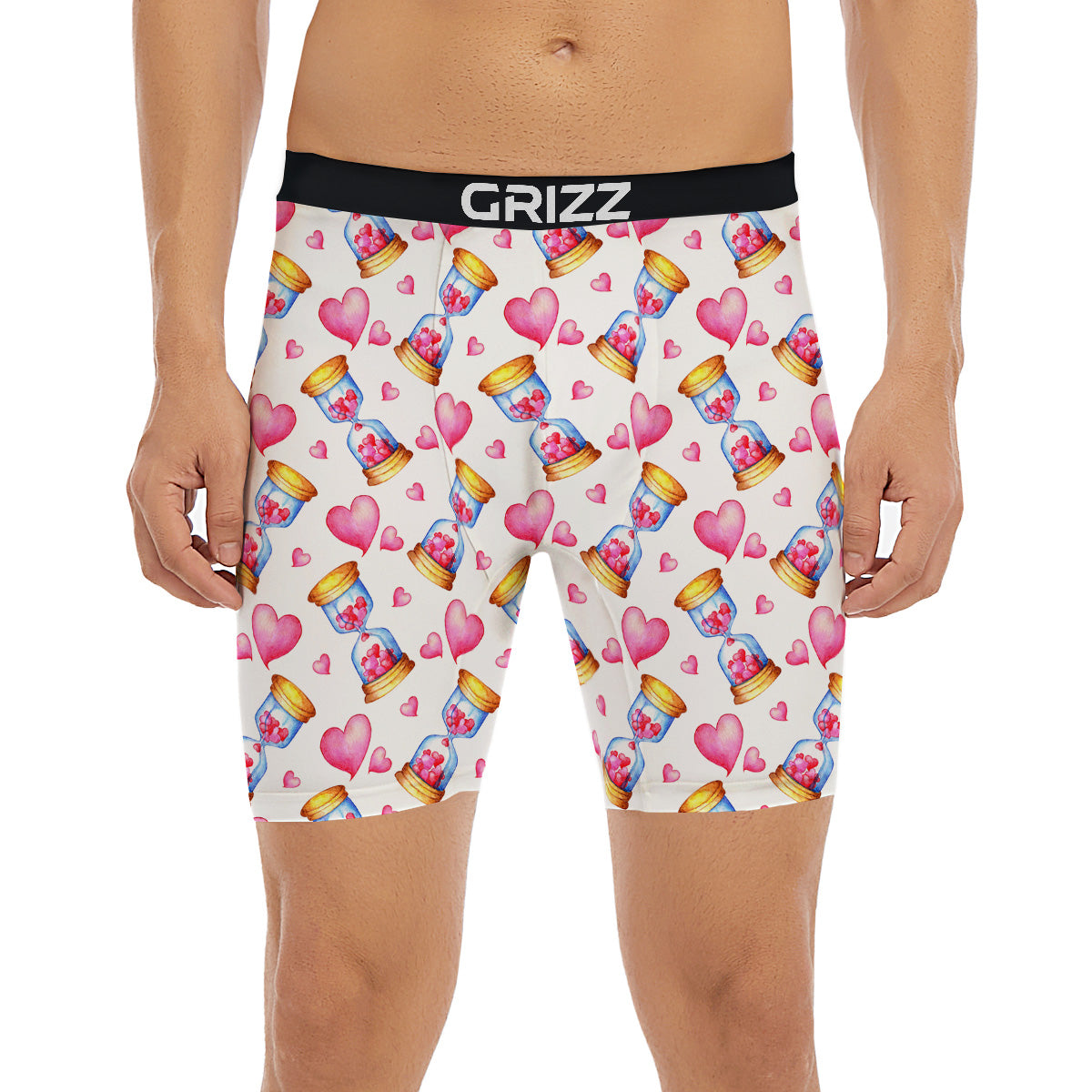 Cute Hourglass Hearts Print Pattern Boxer Briefs