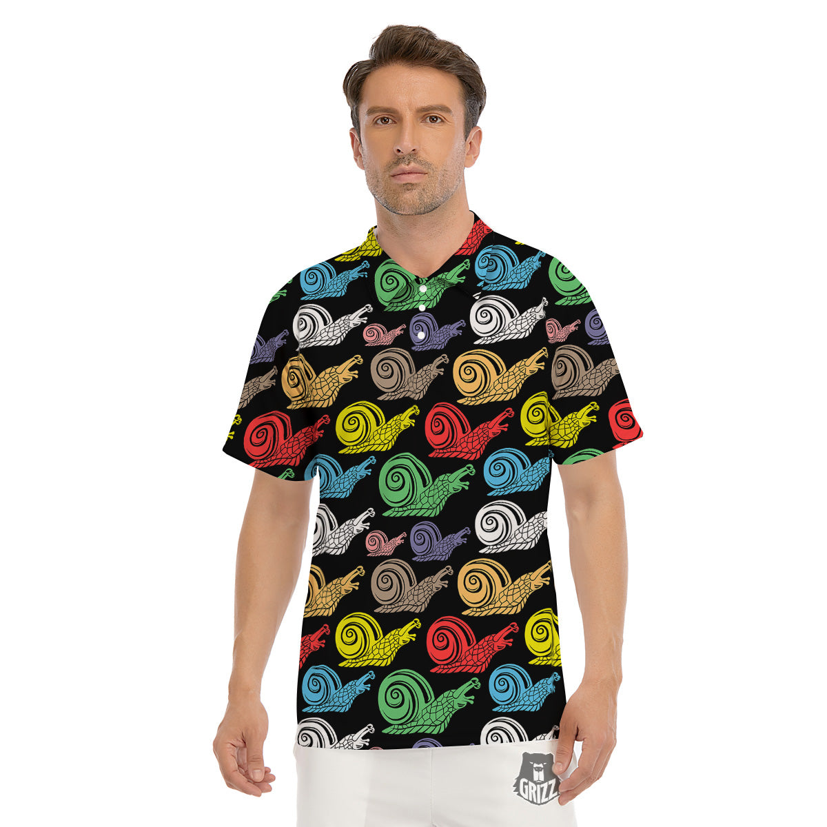 Cute Snails Colorful Print Pattern Men's Golf Shirts