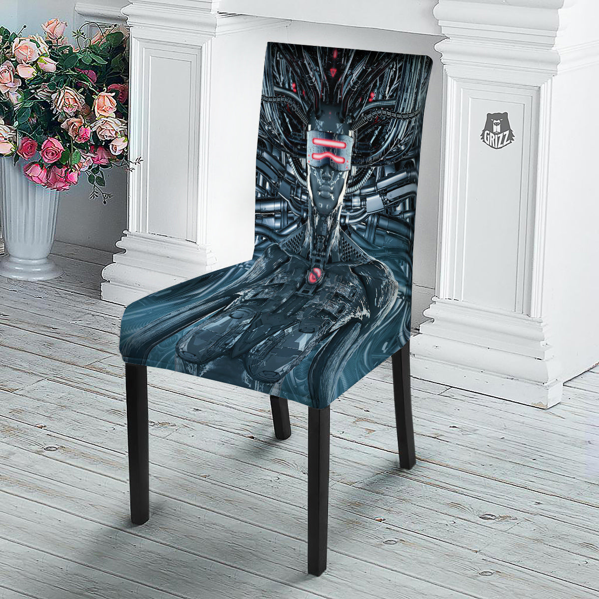 Cyborg Cyberpunk Print Dining Chair Slipcover