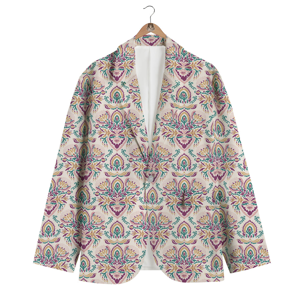 Damask Colorful Print Pattern Men's Blazer