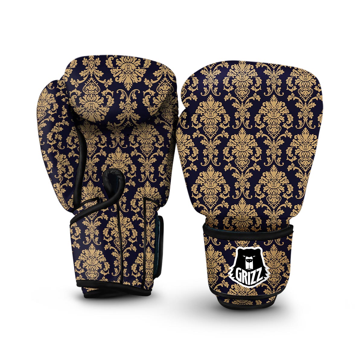 Damask Gold Print Pattern Boxing Gloves