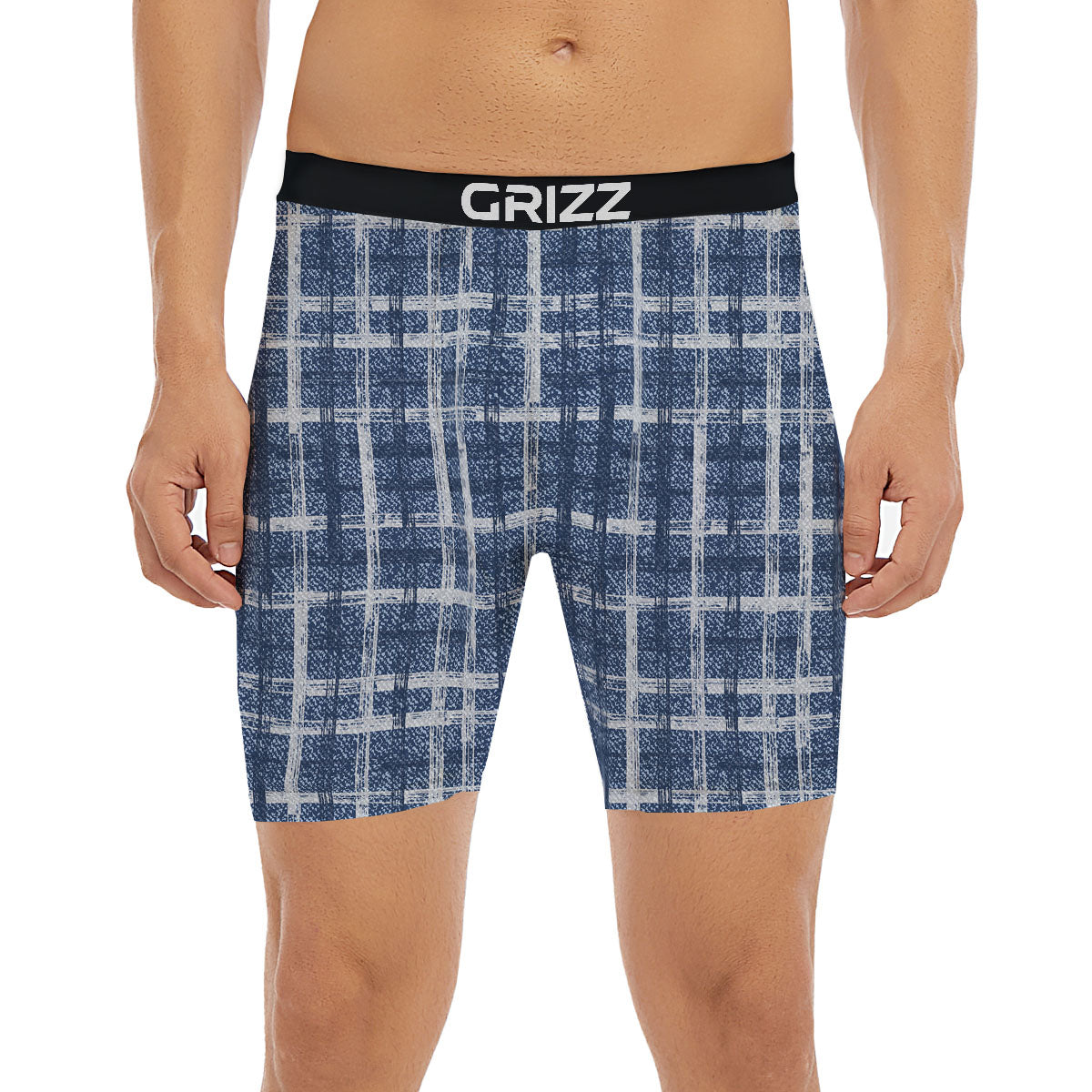 Denim Jeans Plaid Print Pattern Boxer Briefs