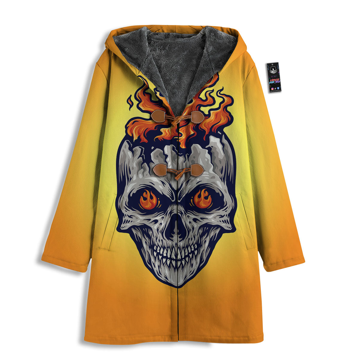Devil Fire Punk Print Men's Windbreaker Jacket