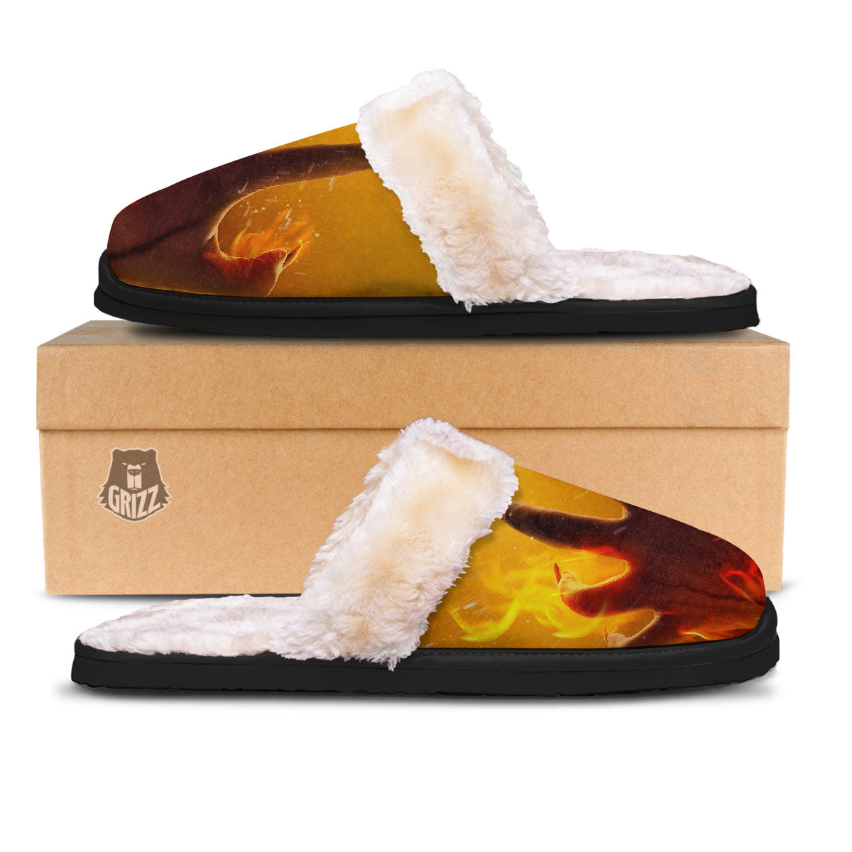 Devil Hand Print Slippers