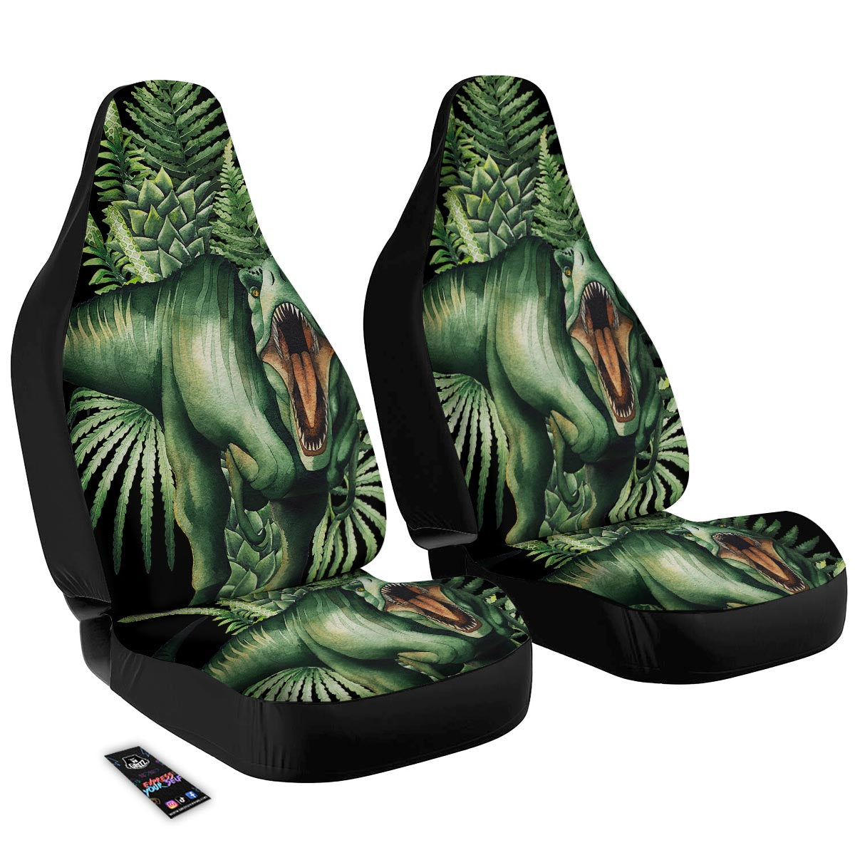 Dinosaur T Rex And Jurassic Plants Print Car Seat Covers