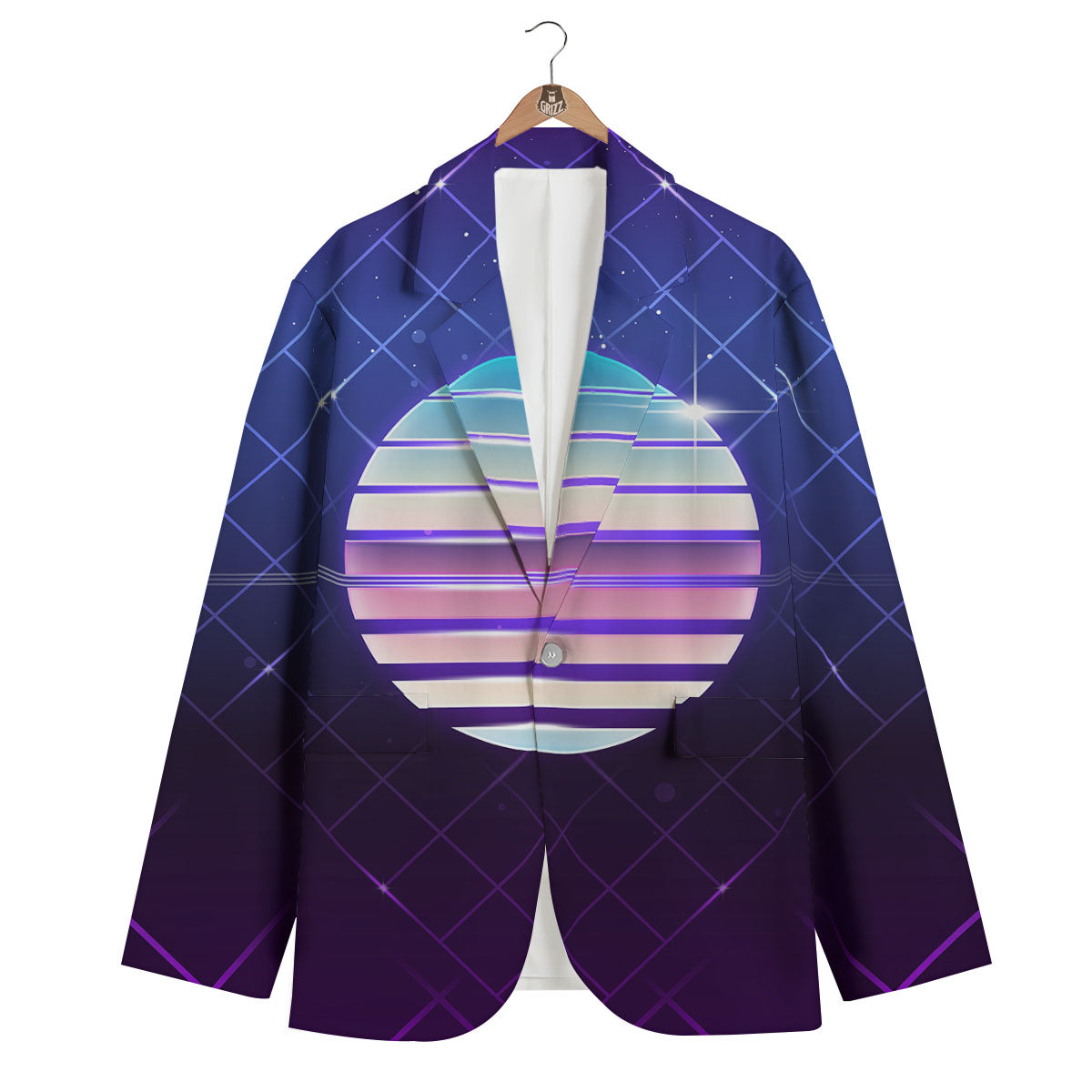 Disco Ball Purple Light Print Men's Blazer