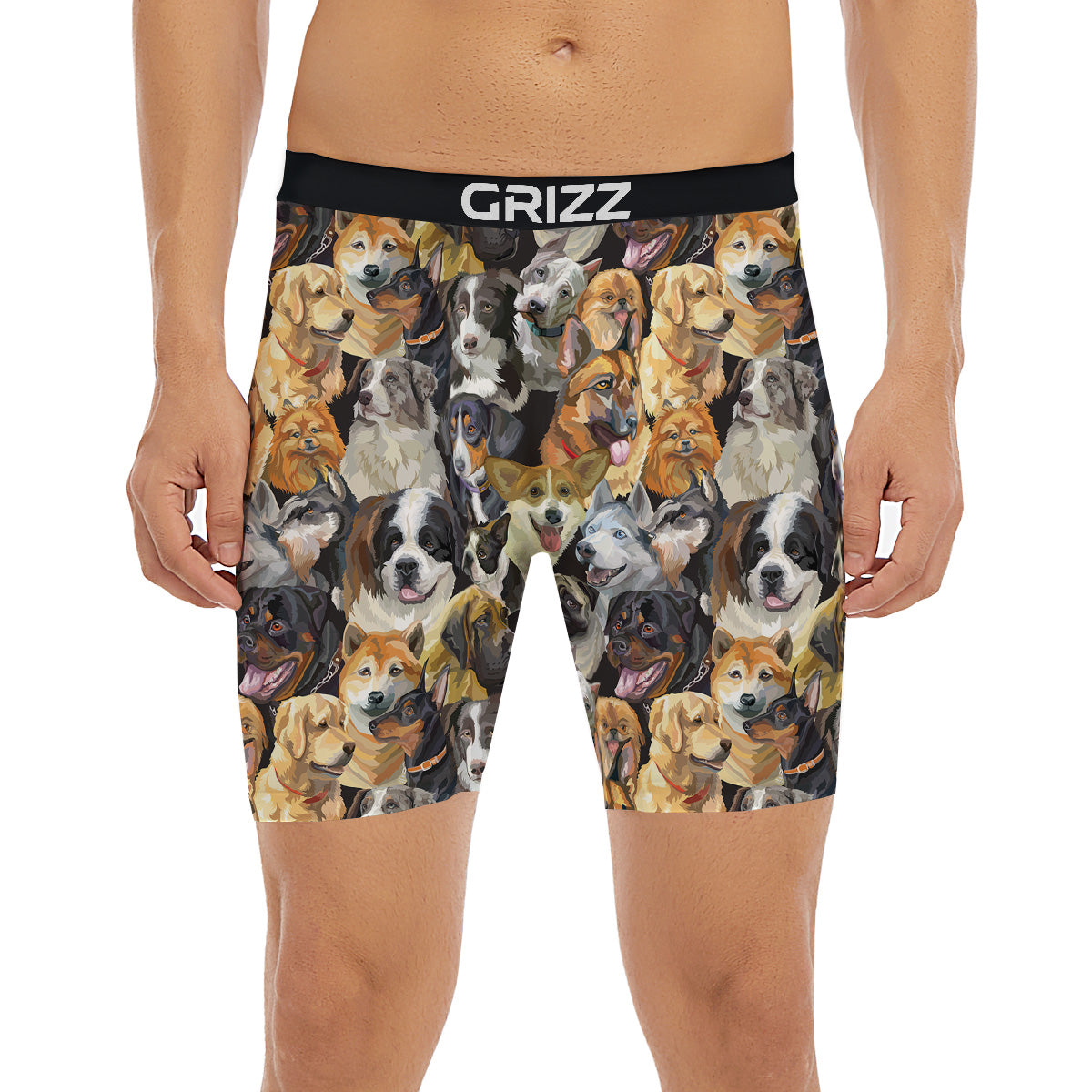 Dogs Breeds Watercolor Print Pattern Boxer Briefs