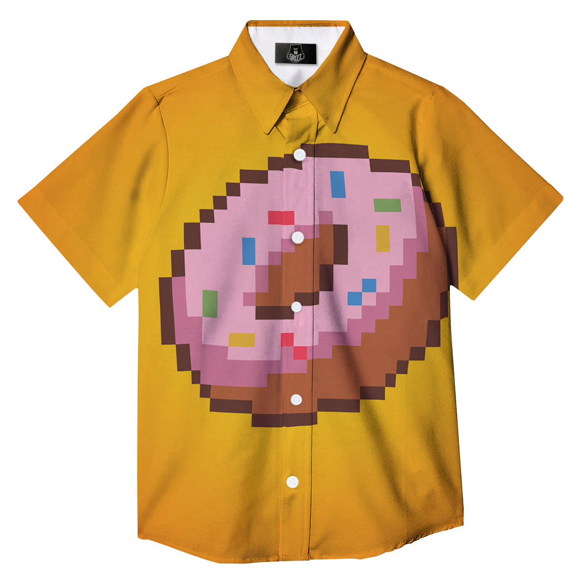 Donut 8-Bit Pixel Print Button Up Shirt