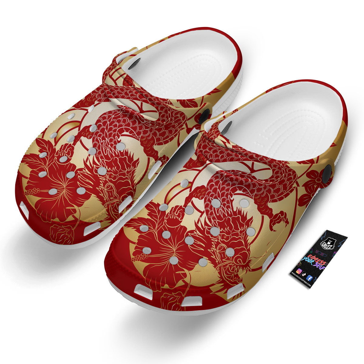 Dragon Tattoo Red Japanese Print Clog