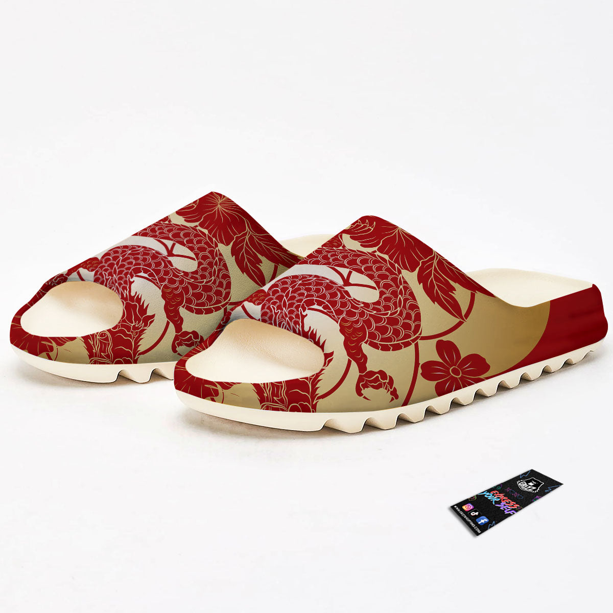 Dragon Tattoo Red Japanese Print Sandals