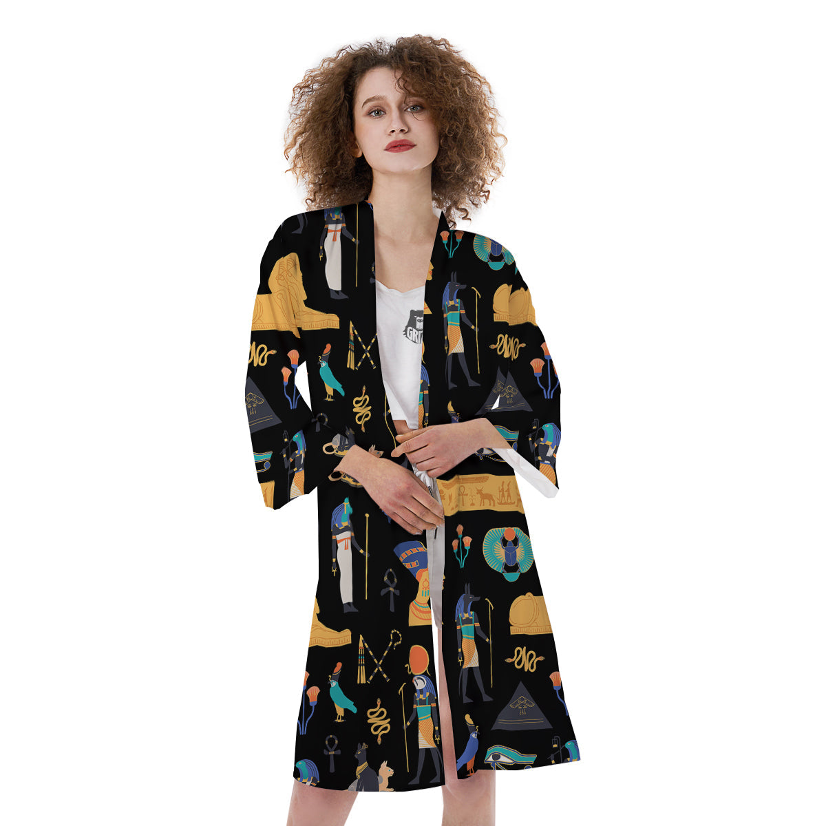 Egyptian Ancient Print Pattern Kimono