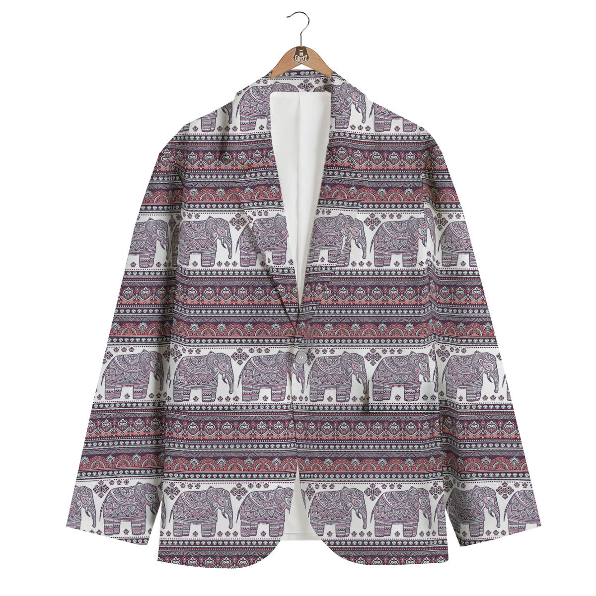 Elephant Indian Bohemian Print Pattern Men's Blazer