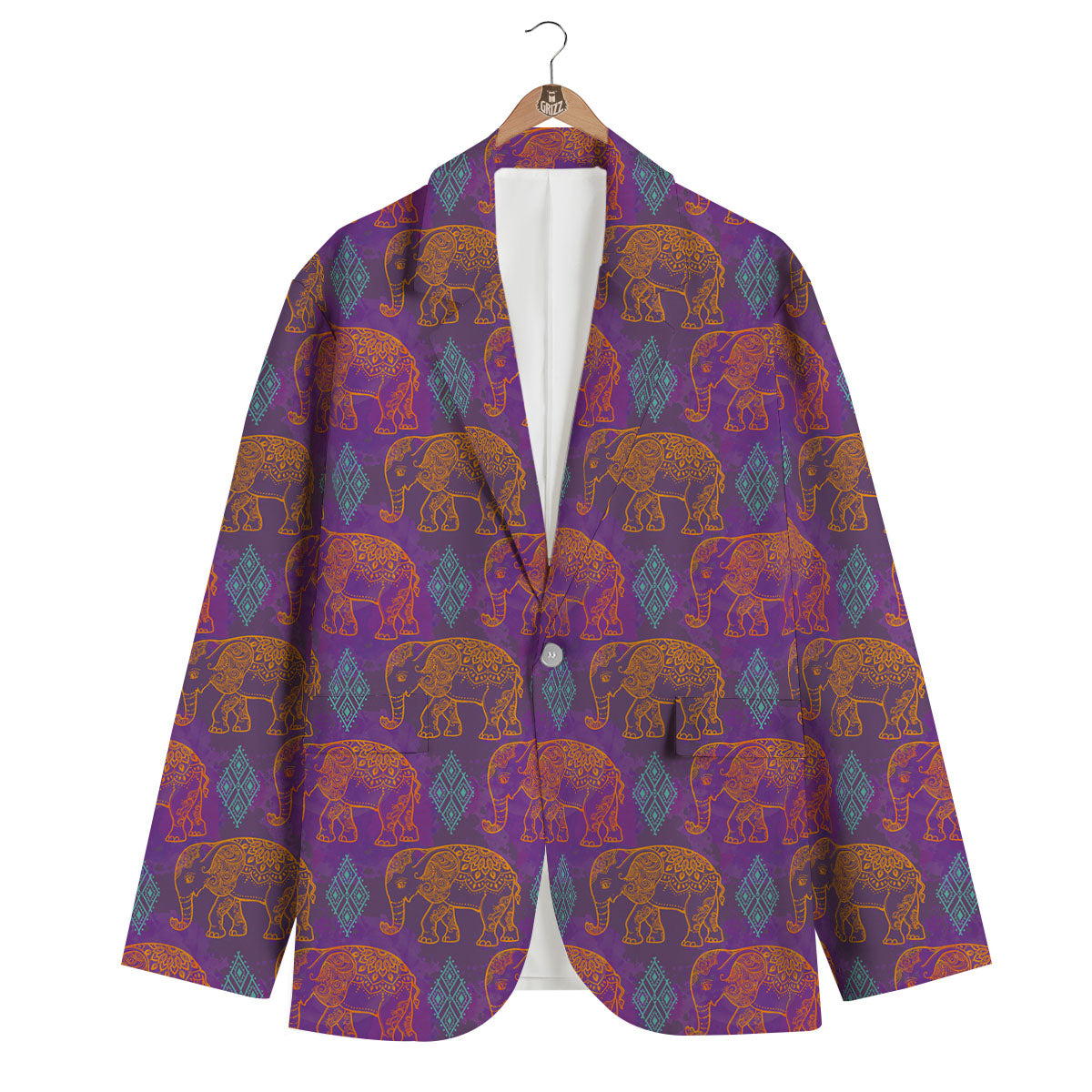Elephant Indian Boho Print Pattern Men's Blazer