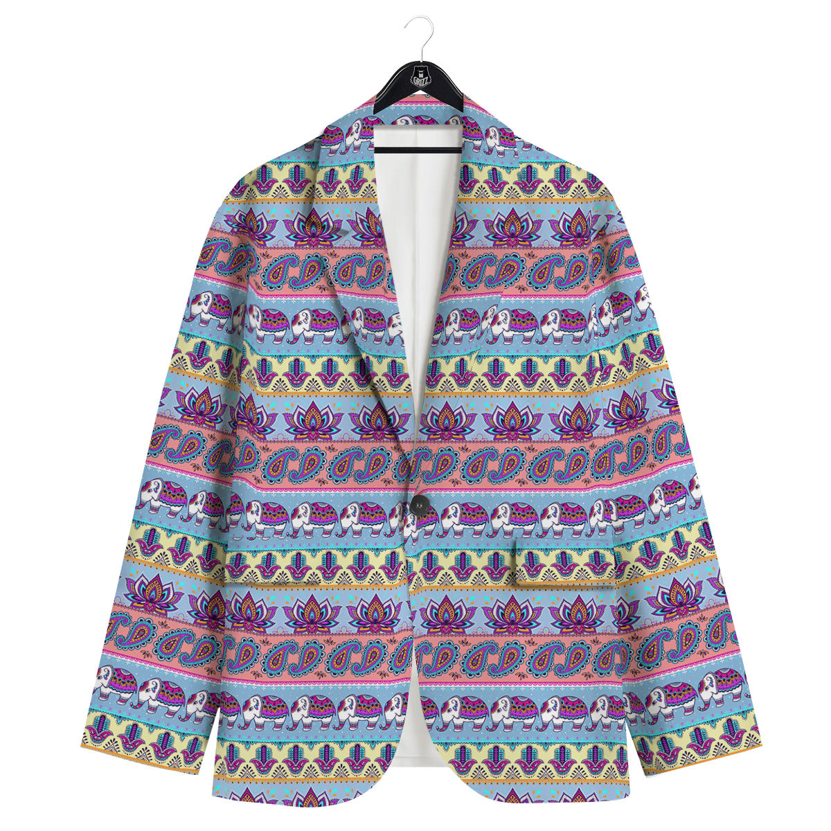 Elephant Indian Colorful Print Pattern Men's Sport Coat