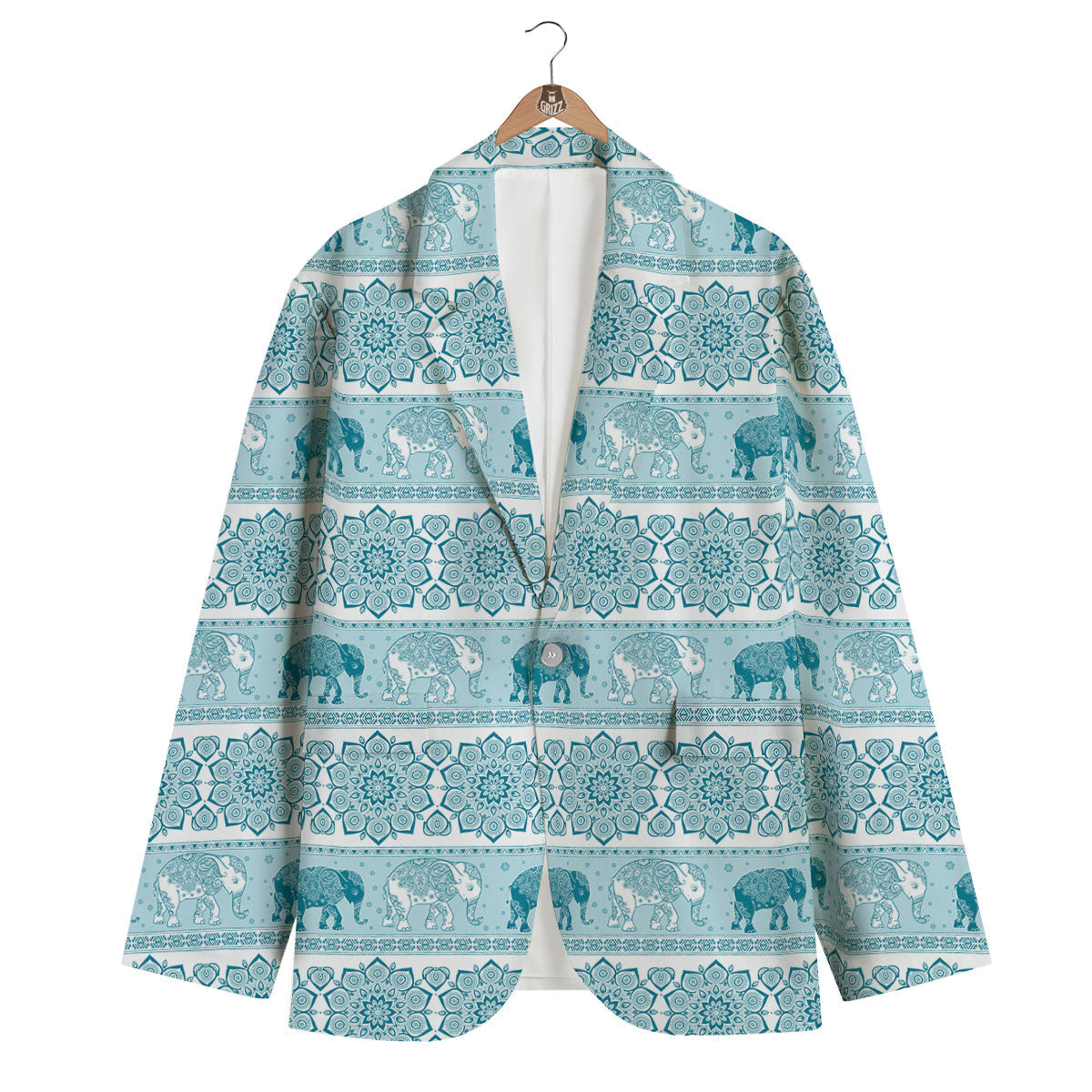 Elephant Indian Floral Print Pattern Men's Blazer