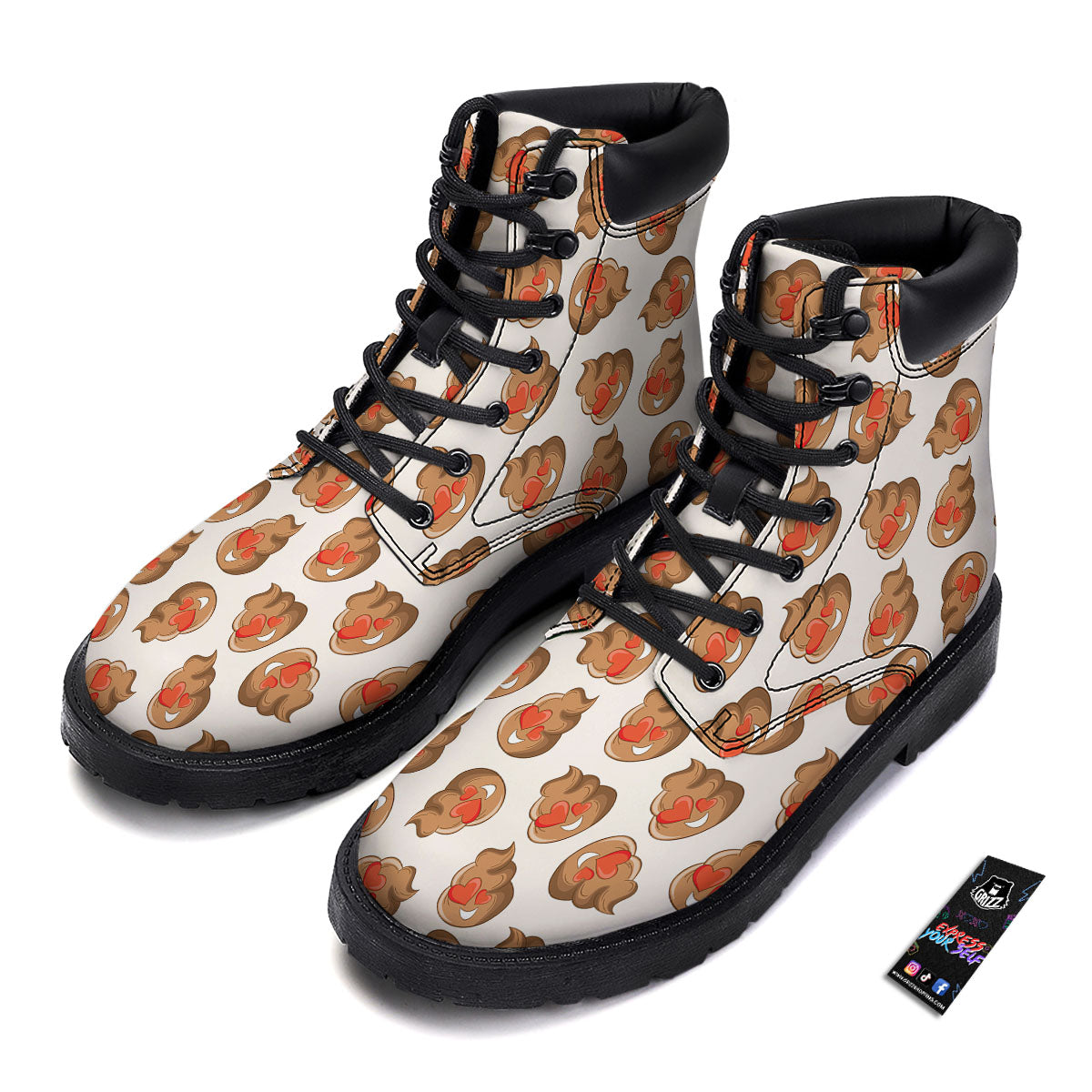 Emoji Poop Print Pattern Boots