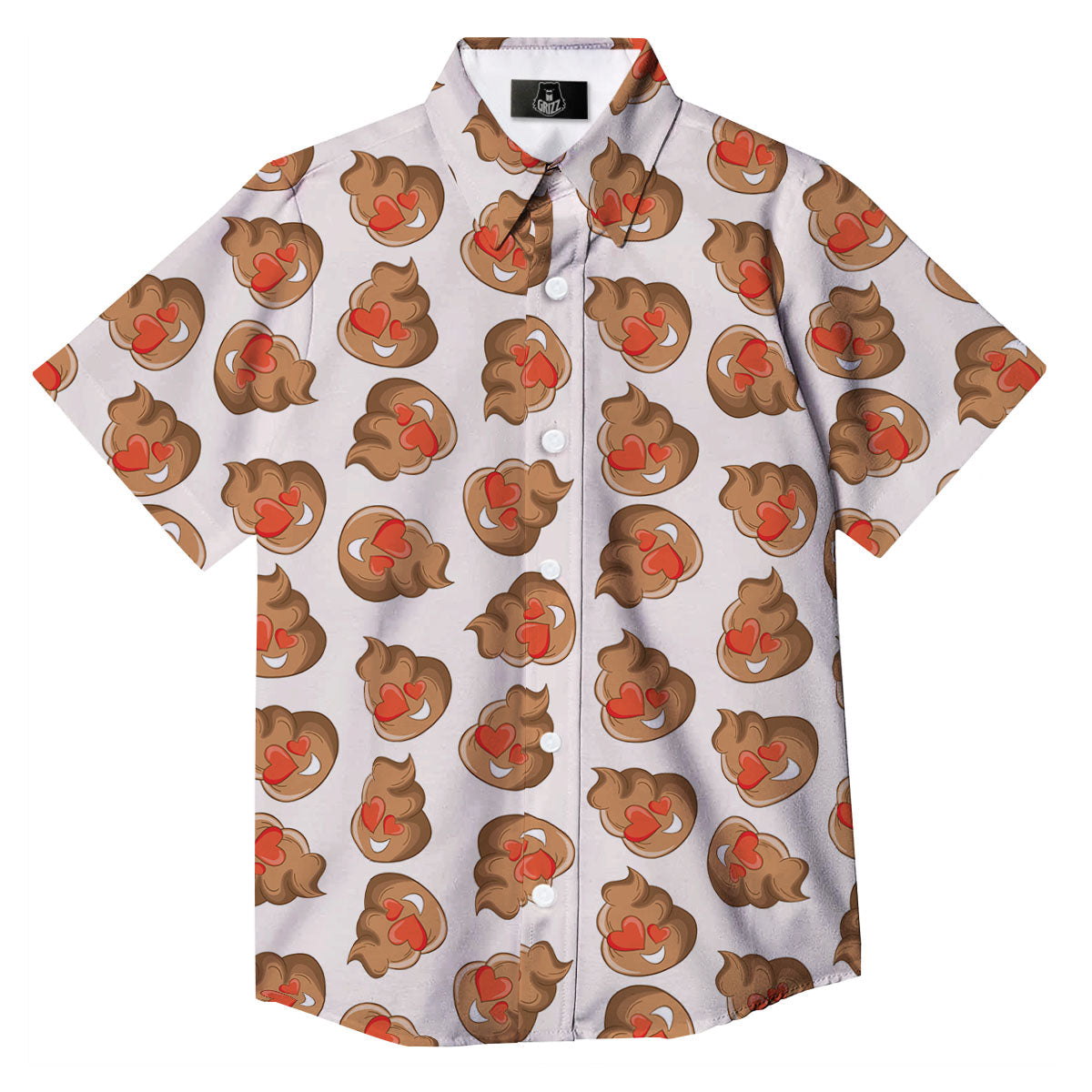 Emoji Poop Print Pattern Button Up Shirt