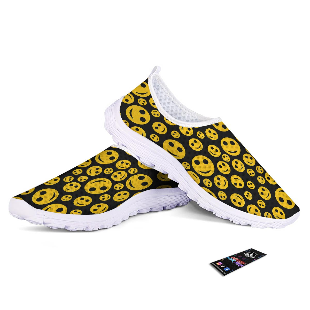 Emoji Smiley Faces Print Pattern Nurse Shoes