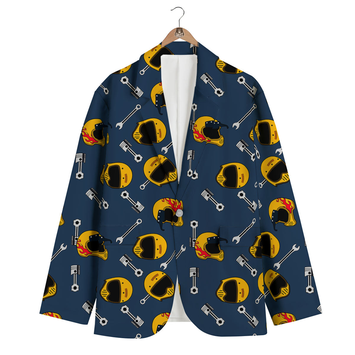 Equipment Motorcycle Print Pattern Men's Blazer