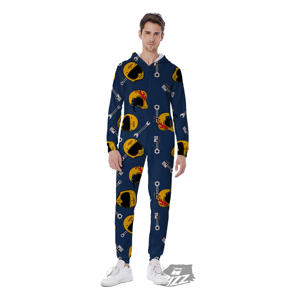 Equipment Motorcycle Print Pattern Men's Jumpsuit