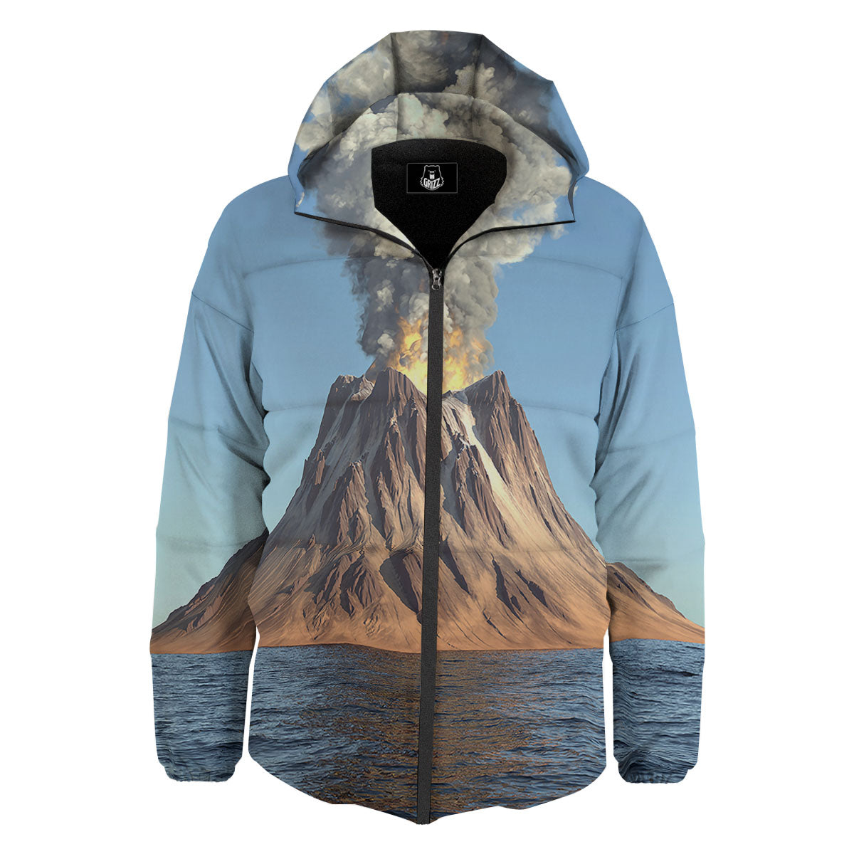 Eruption Volcano Print Down Jacket
