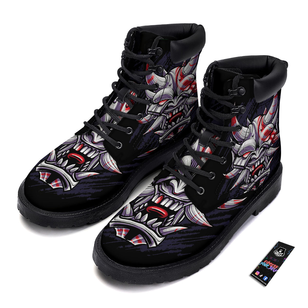 Evil Samurai Mask Print Boots