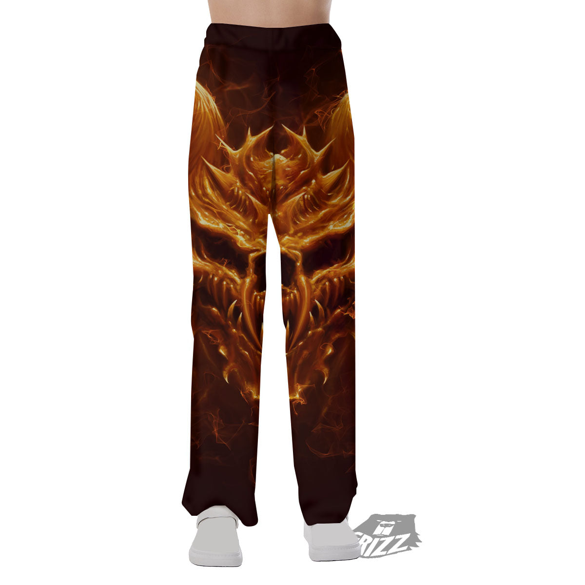 Evil Skull Flaming Print Pajama Pants