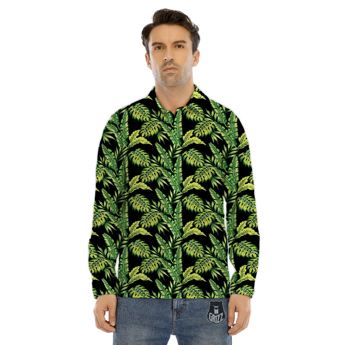 Exotic Leaves Tropical Print Pattern Men's Dress Shirts